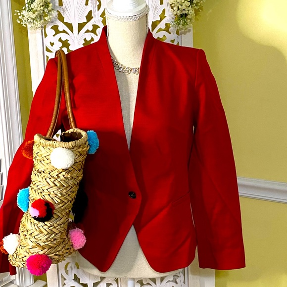 LOFT | Jackets & Coats | Nwt Loft Red Basketweave Blazer Sz 6 | Poshmark